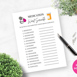 Generic Medication Scramble, Printable Pharmacy/medical Games, Doctor ...
