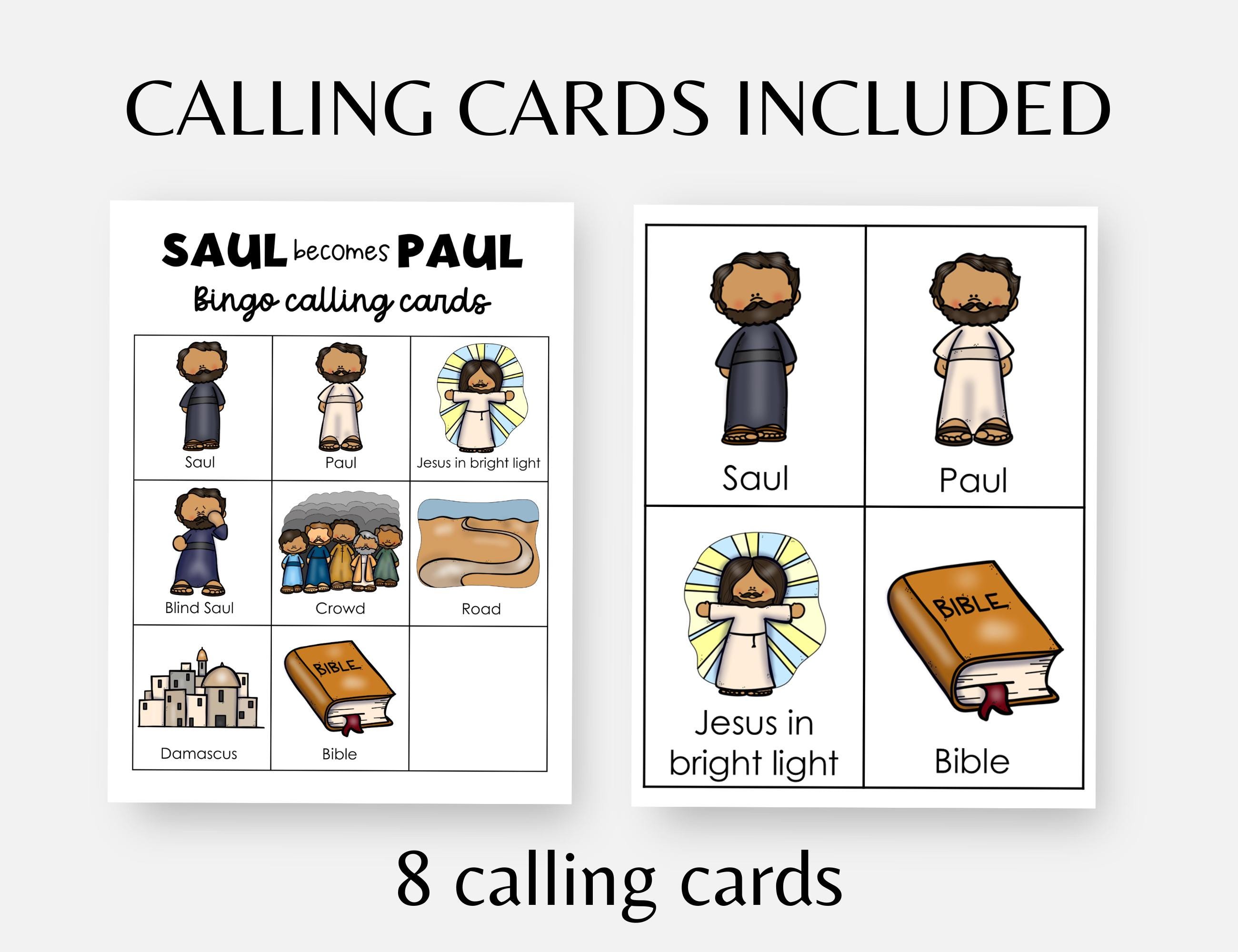 Saul Becomes Paul, 30 Bible Story Bingo Cards, Printable Sunday School ...