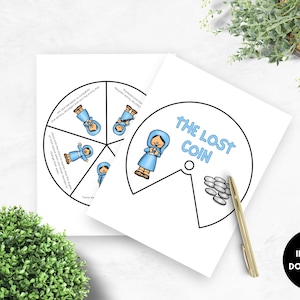 Parable of the Lost Coin, Printable Bible Coloring Wheel, Sunday School ...