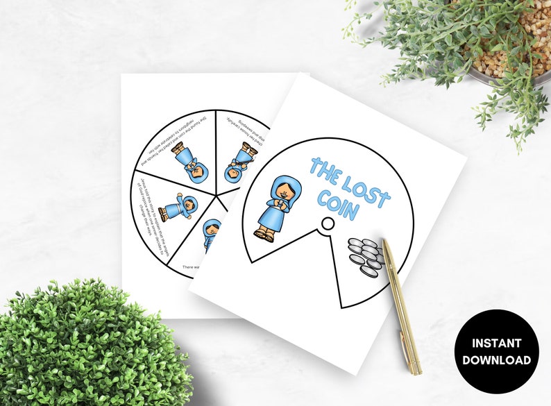 Parable of the Lost Coin, Printable Bible Coloring Wheel, Sunday School ...