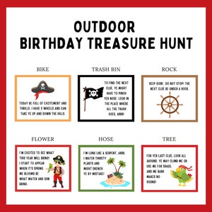 Pirate Birthday Treasure Hunt for Kids, Outdoor Scavenger Hunt Clues ...