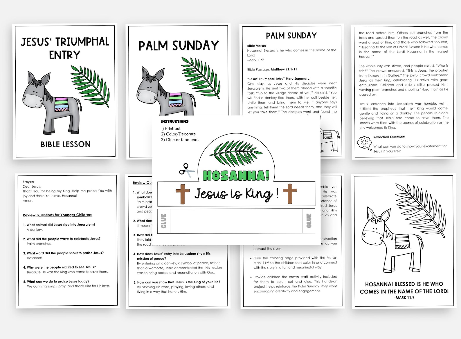 Palm Sunday Bible Lesson, Triumphal Entry, Holy Week Printable ...
