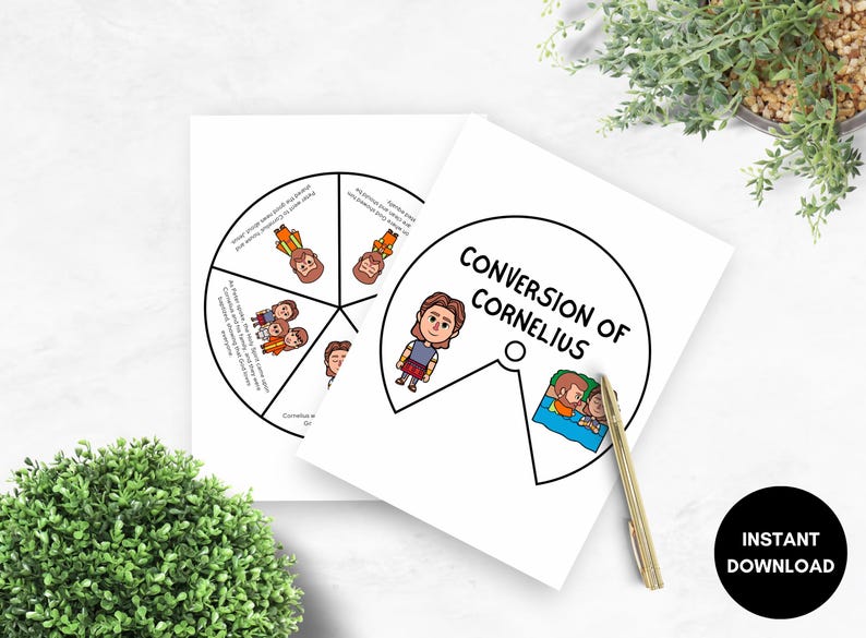 Conversion of Cornelius, Printable Bible Coloring Wheel, Sunday School ...