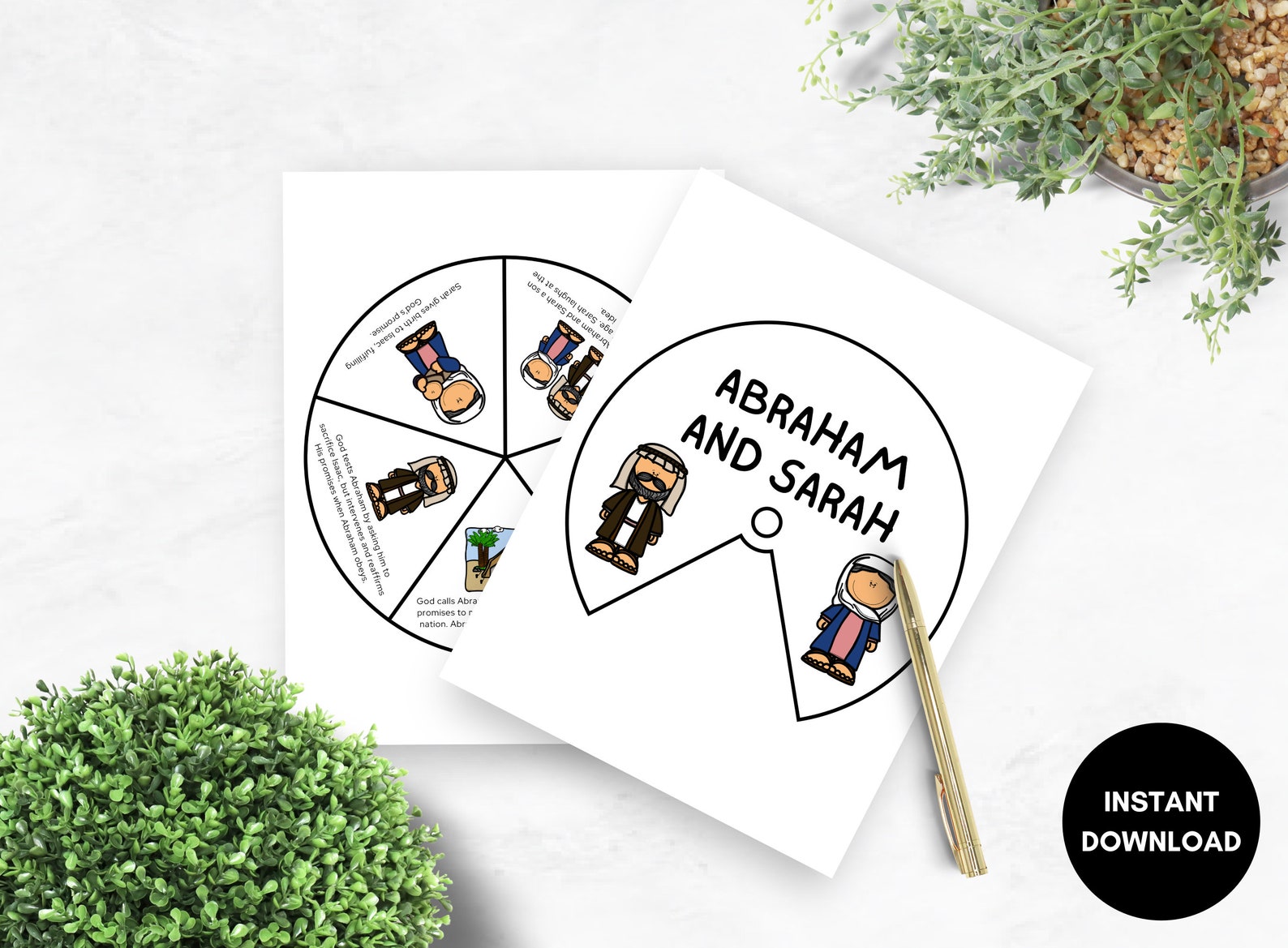 Abraham and Sarah, Printable Bible Coloring Wheel, Sunday School Craft ...