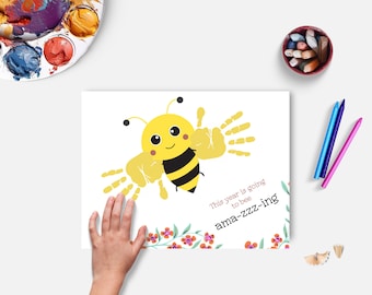 First Day of School Bee Handprint Craft for Toddler, Preschool ...