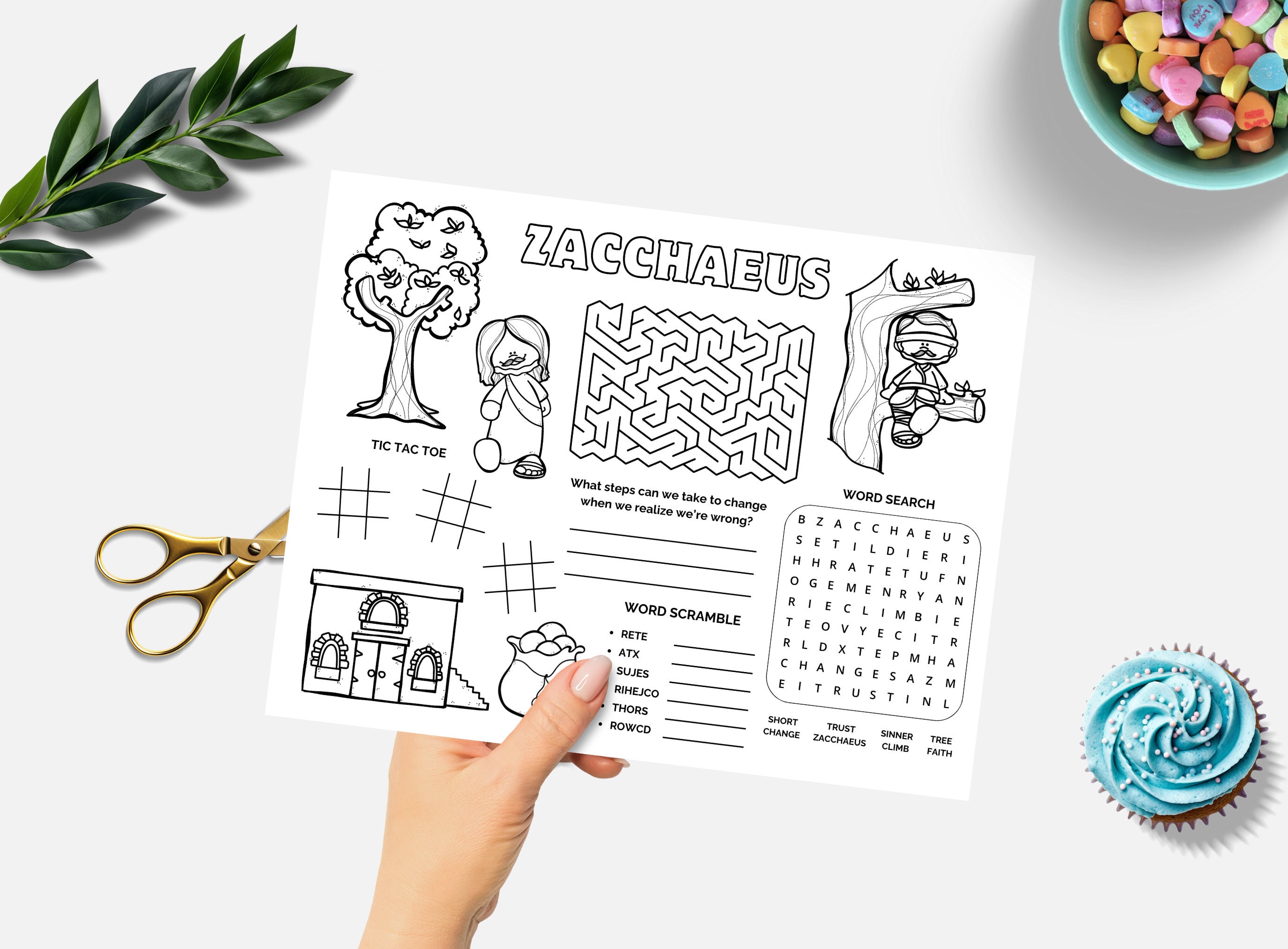 Zacchaeus, Printable Bible Activity Placemat, Sunday School, Kids Bible ...