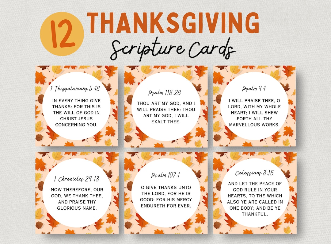 Thanksgiving Scripture Cards, Gratitude Bible Tracts to Pass Out ...