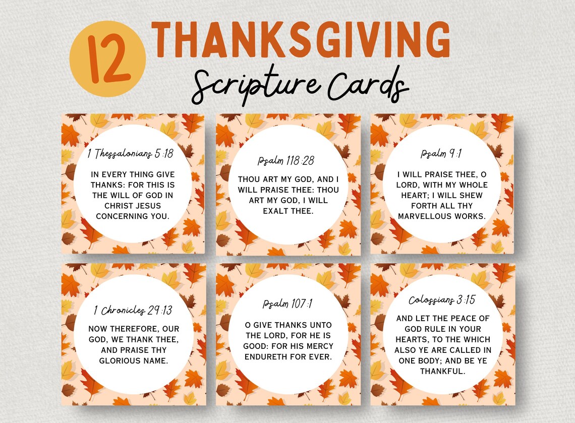 Thanksgiving Scripture Cards, Gratitude Bible Tracts to Pass Out ...