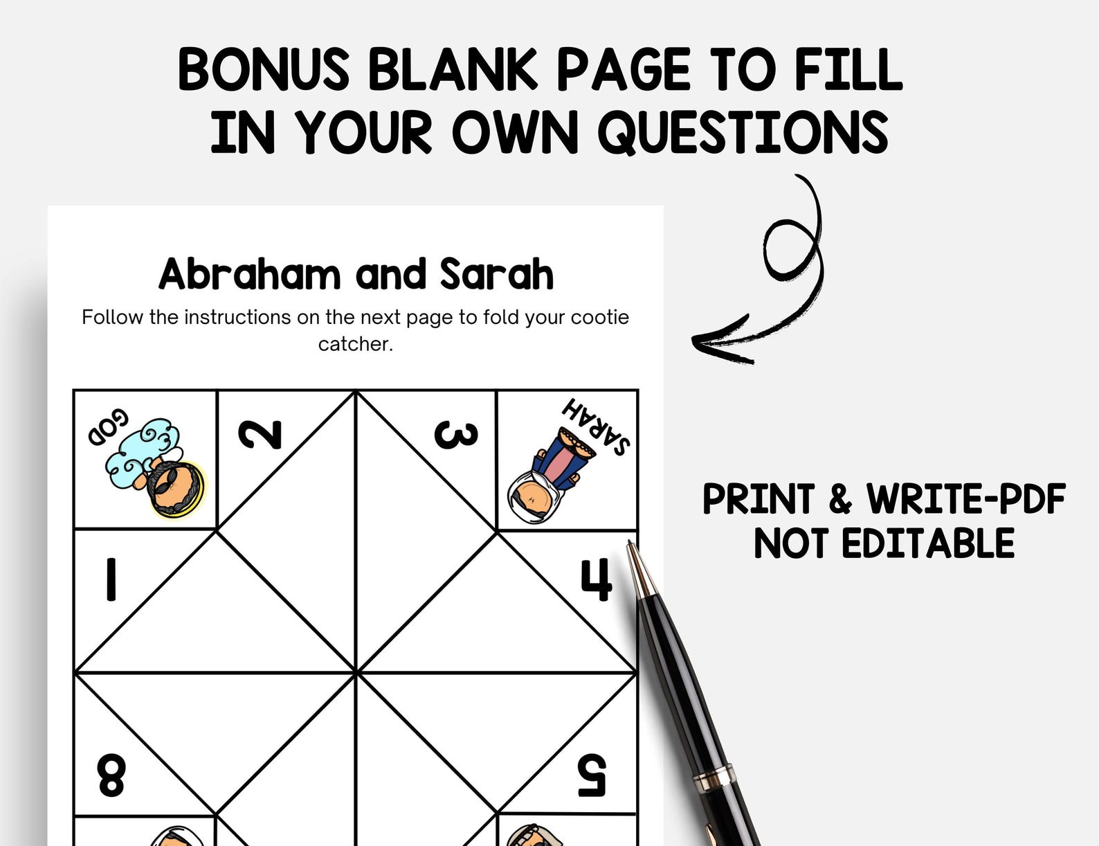 Abraham and Sarah, Printable Bible Cootie Catcher, Sunday School Craft ...