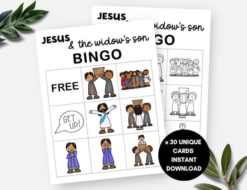 Jesus and the Widow's Son, 30 Bible Story Bingo Cards, Miracles of ...