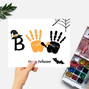 Halloween Handprint Art, Boo Printable Baby Handprint Craft, Toddler ...