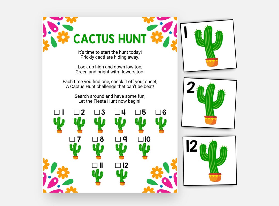 Cactus Scavenger Hunt, Cinco De Mayo Games, Kids Fiesta Party Game ...