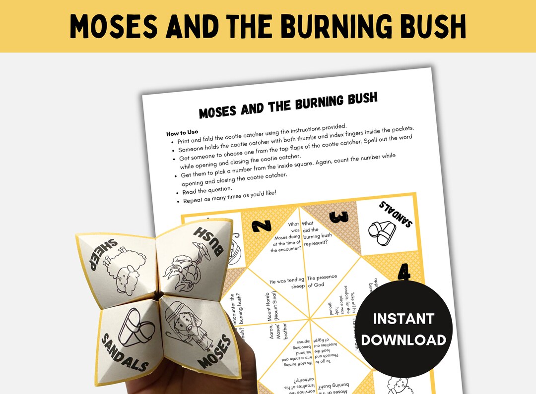 Moses and the Burning Bush, Printable Cootie Catcher, Sunday School ...