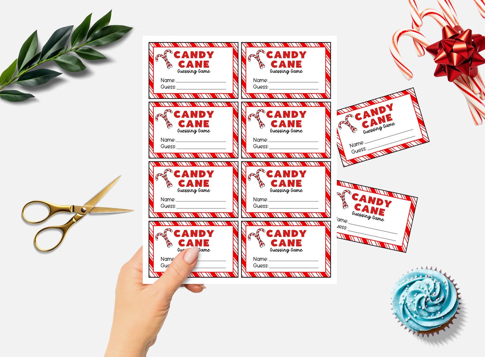 Candy Cane Guessing Game Sign, Guess How Many Candy Canes in the Jar ...