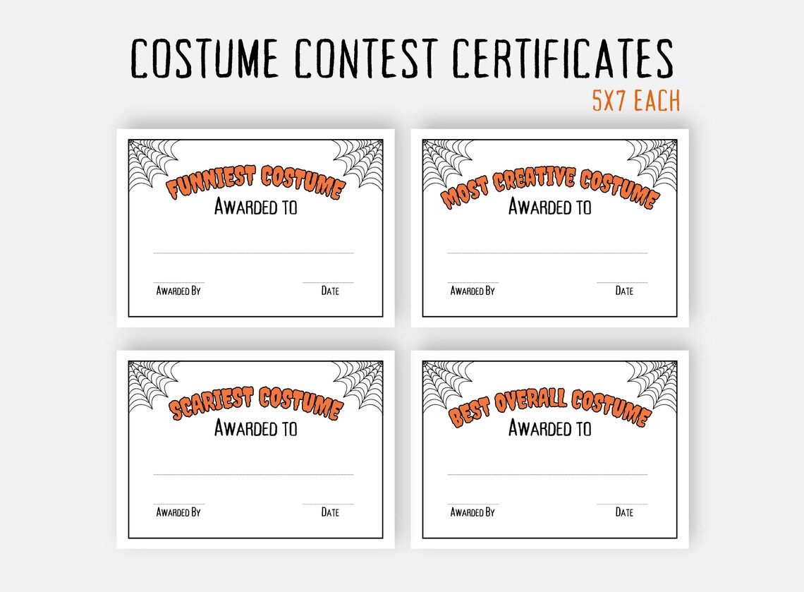 Halloween Costume Contest Awards, Halloween Ballot Certificates ...