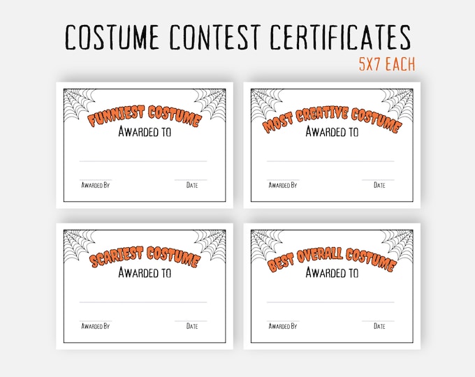 Halloween Costume Contest Awards, Halloween Ballot Certificates ...