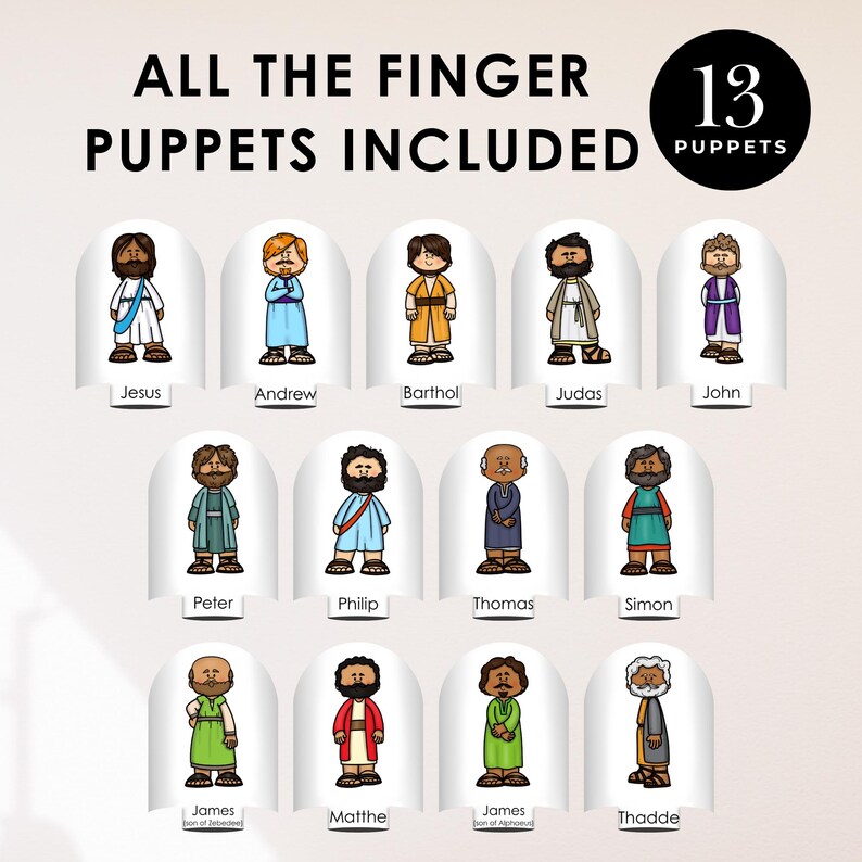 12 Disciples of Jesus Story Craft, Twelve Apostles Printable Finger ...