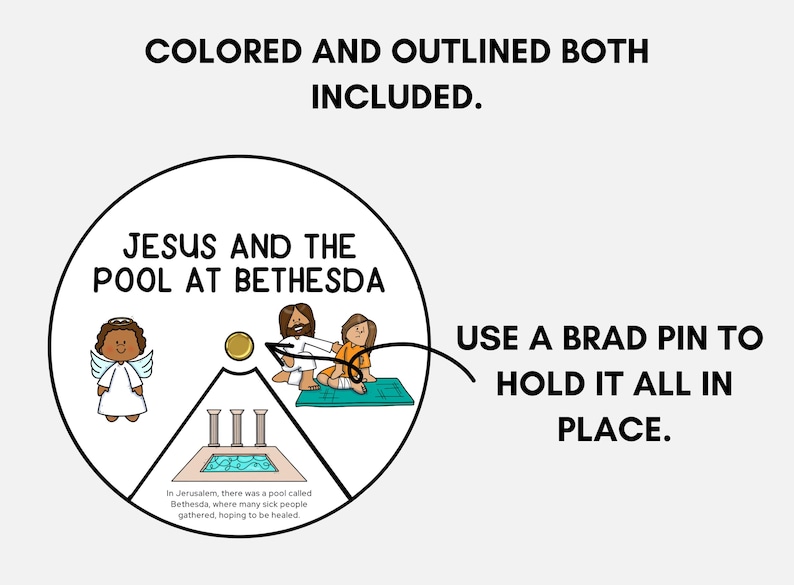 Jesus and the Pool at Bethesda, Printable Bible Coloring Wheel ...