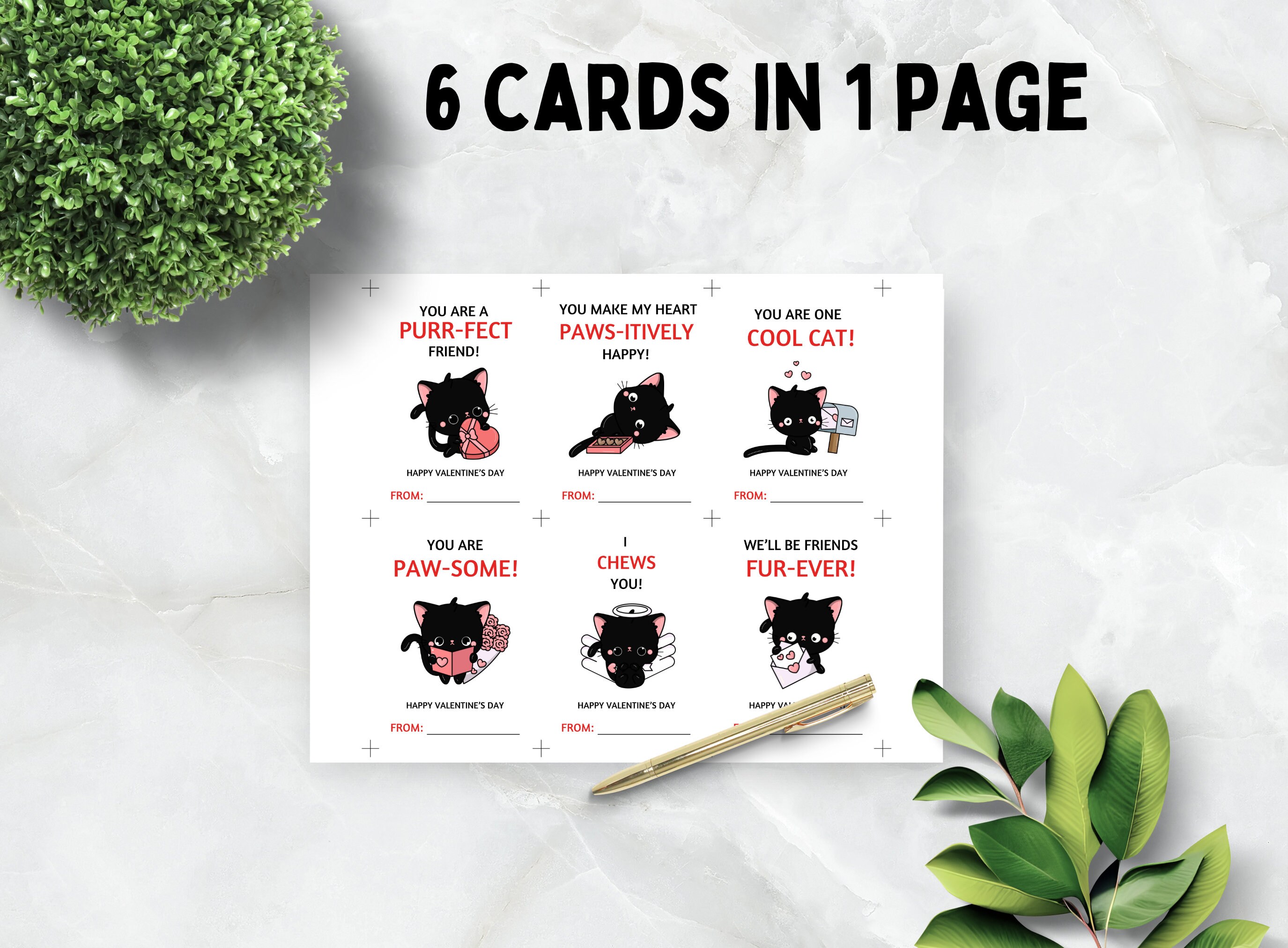 Black Cat Valentines, Fun School Valentine Gift Tags, Kids Classroom ...