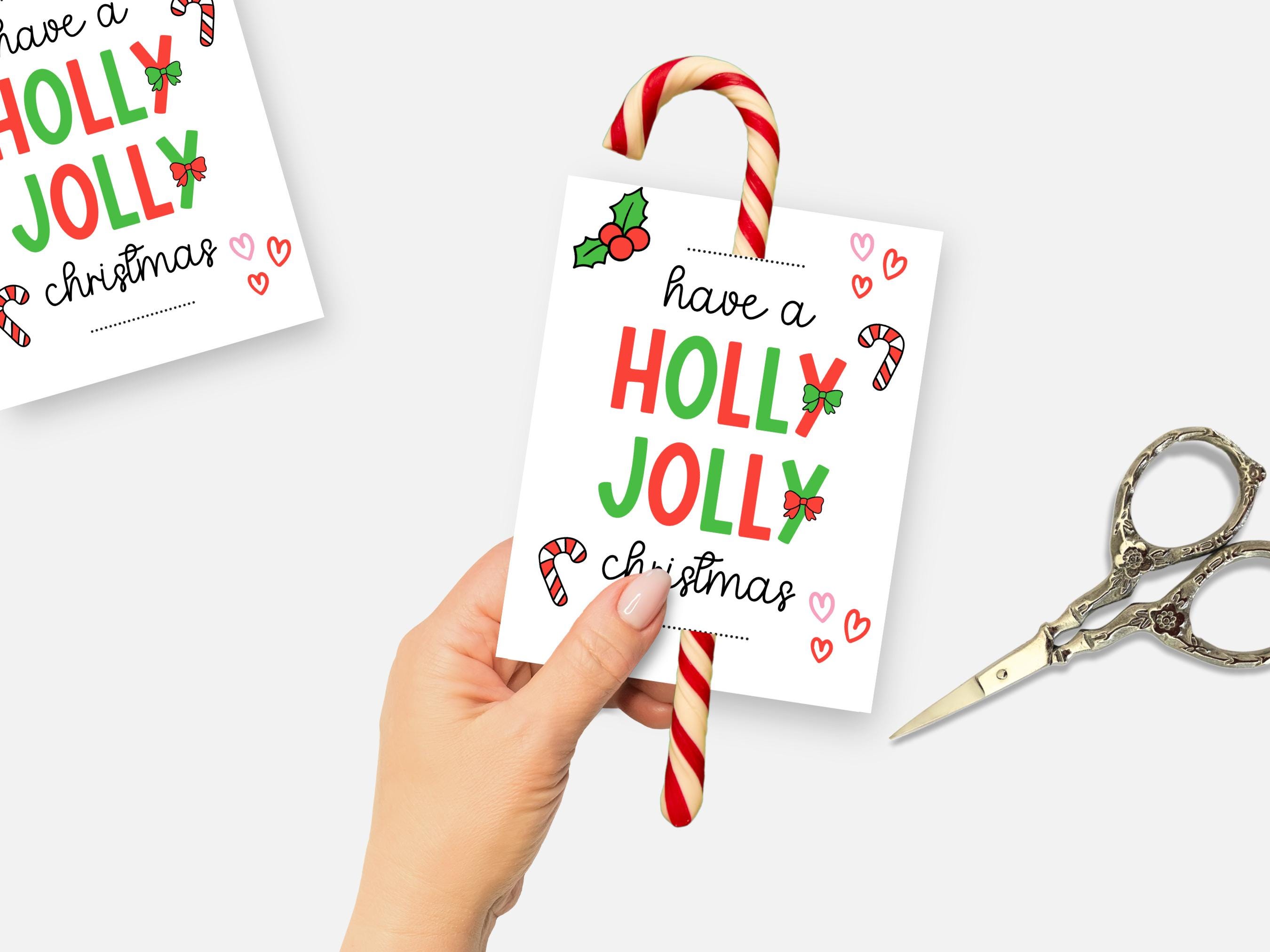 Holly Jolly Candy Cane Holder, Printable Candy Cane Gram, Christmas ...