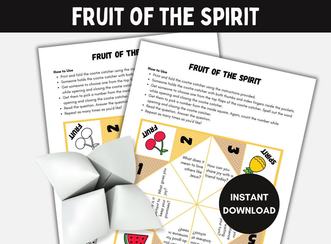 Fruit of the Spirit, Printable Cootie Catcher, Sunday School Craft ...