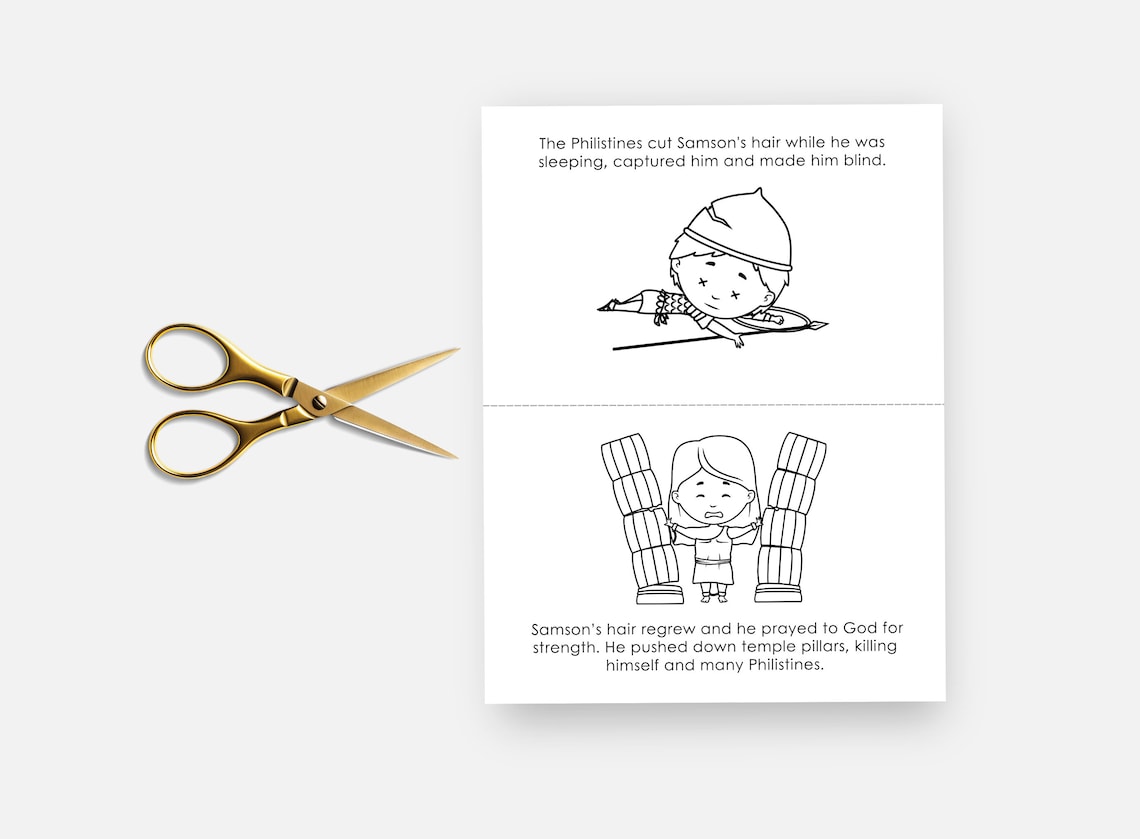 Samson and Delilah, Printable Mini Bible Book, Sunday School Craft ...