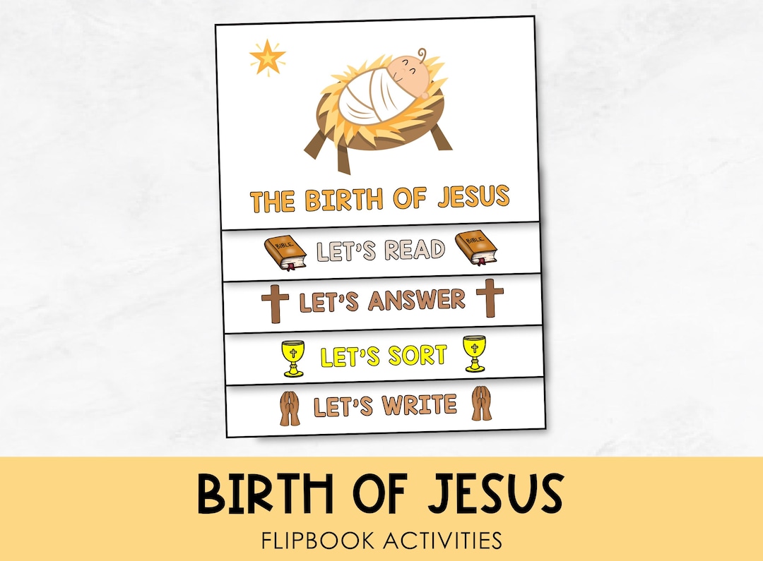 Birth of Jesus, Nativity Flipbook Craft Printable, Sunday School Church ...