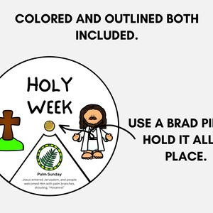 Holy Week Craft, Printable Bible Coloring Wheel, Easter Story Sunday ...