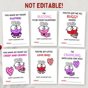 Bug Valentine, Printable Classroom Valentines, Student Gift Tags, Kids ...