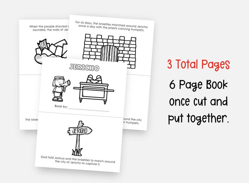 Battle of Jericho, Printable Mini Bible Book, Sunday School Craft, Kids ...