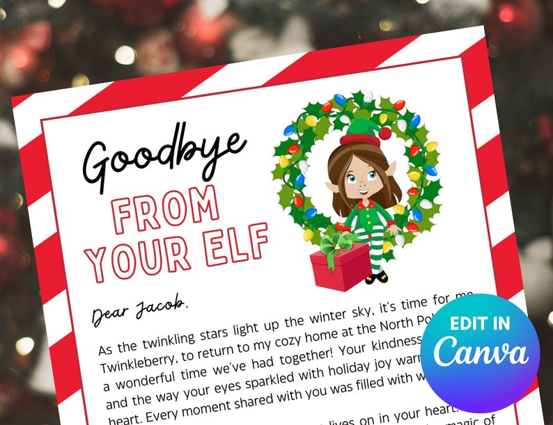 Editable Elf Letter, Goodbye Letter From Elf, Letter From Your Elf ...