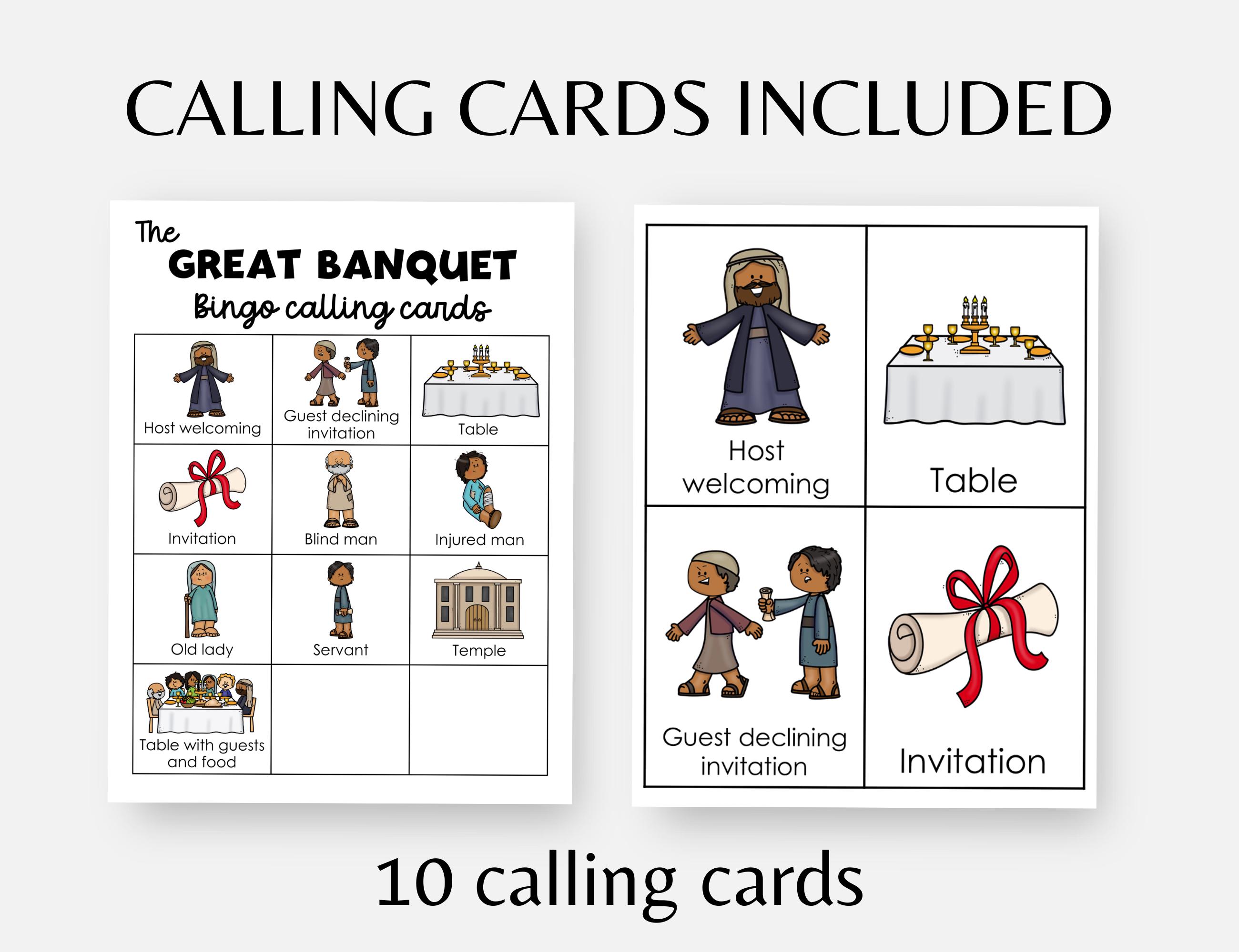 Parable of the Great Banquet, Bible Story Bingo Cards, Printable Sunday ...