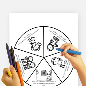 Peter and John Heal, Printable Bible Lesson Coloring Wheel, Kids Sunday ...