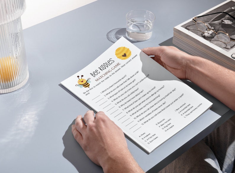Bee Riddles, Fun Printable Party Game for Kids and Adults, Bee Theme ...