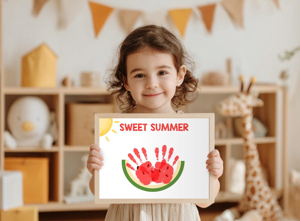 Summer Handprint Art, Easy Watermelon Handprint Craft, Toddler Baby ...