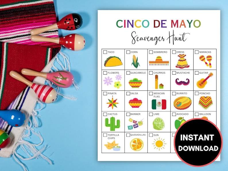 Cinco De Mayo Scavenger Hunt Game, Cinco De Mayo Games, Cinco De Mayo ...