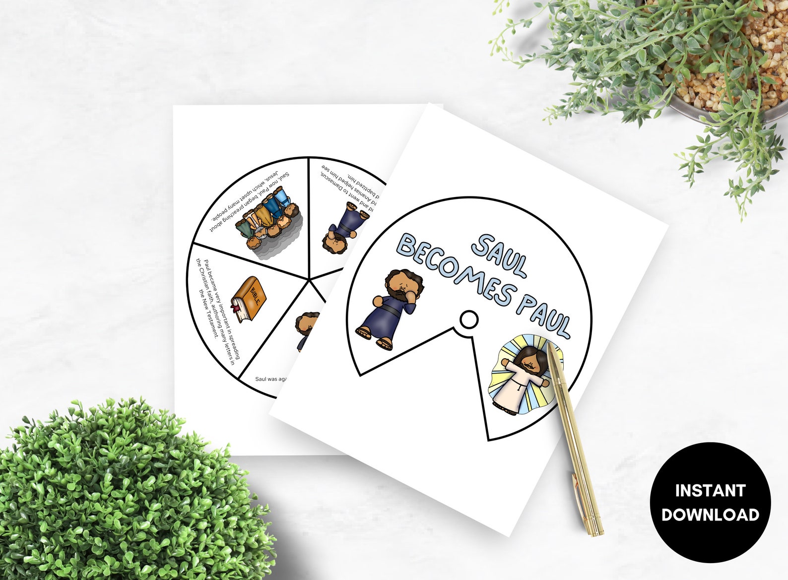 Saul Becomes Paul, Printable Bible Coloring Wheel, Sunday School Craft ...