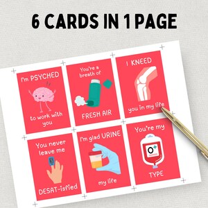 Medical Valentines, 24 Printable Nurse Valentine Gift Tags, Funny ...