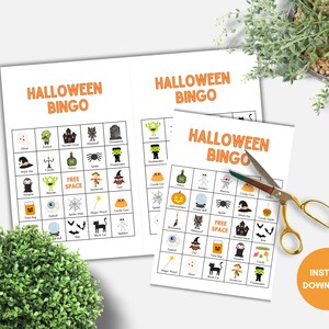 Halloween Bingo, 50 Cute Halloween Bingo Cards, Printable Classroom ...