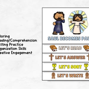 Saul Becomes Paul, Printable Bible Flipbook, Sunday School Craft, Kids ...