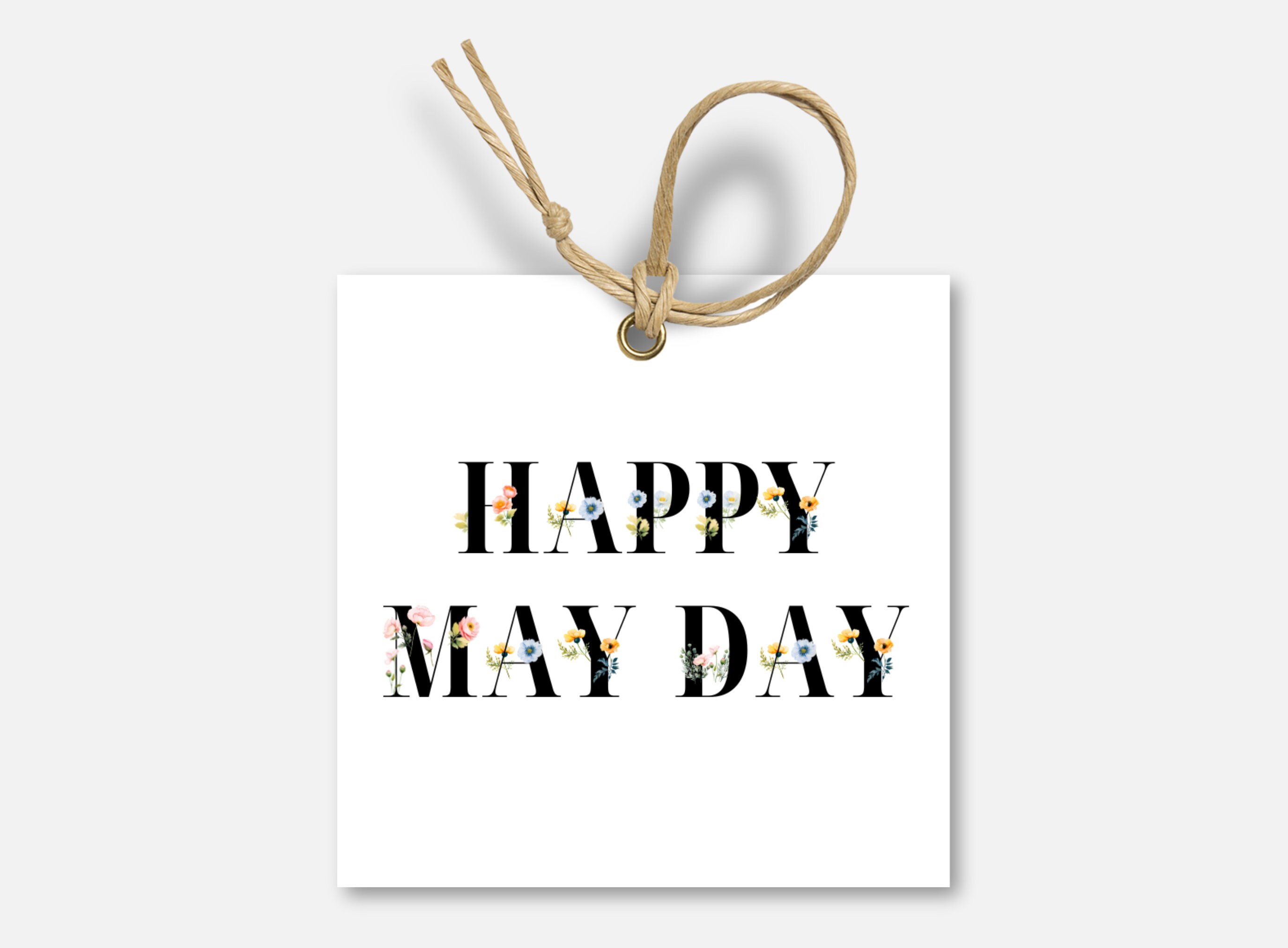 Happy May Day Printable Tags, Square May Day Tags, Wildflower, May Day ...
