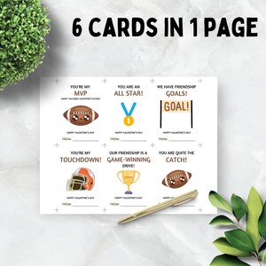 Printable Football Valentines, Fun School Valentine Gift Tags, Kids ...