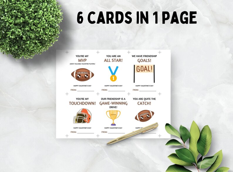 Printable Football Valentines, Fun School Valentine Gift Tags, Kids ...