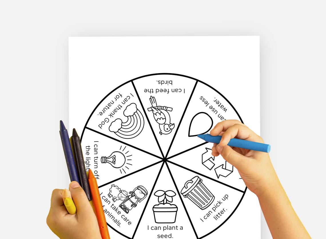 Earth Day Bible Craft, Printable Faith Coloring Wheel, Sunday School ...
