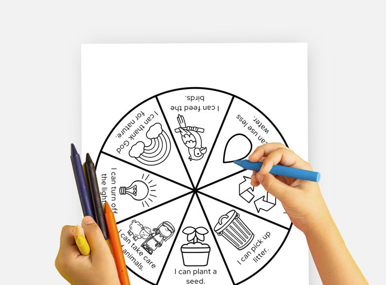 Earth Day Bible Craft, Printable Faith Coloring Wheel, Sunday School ...