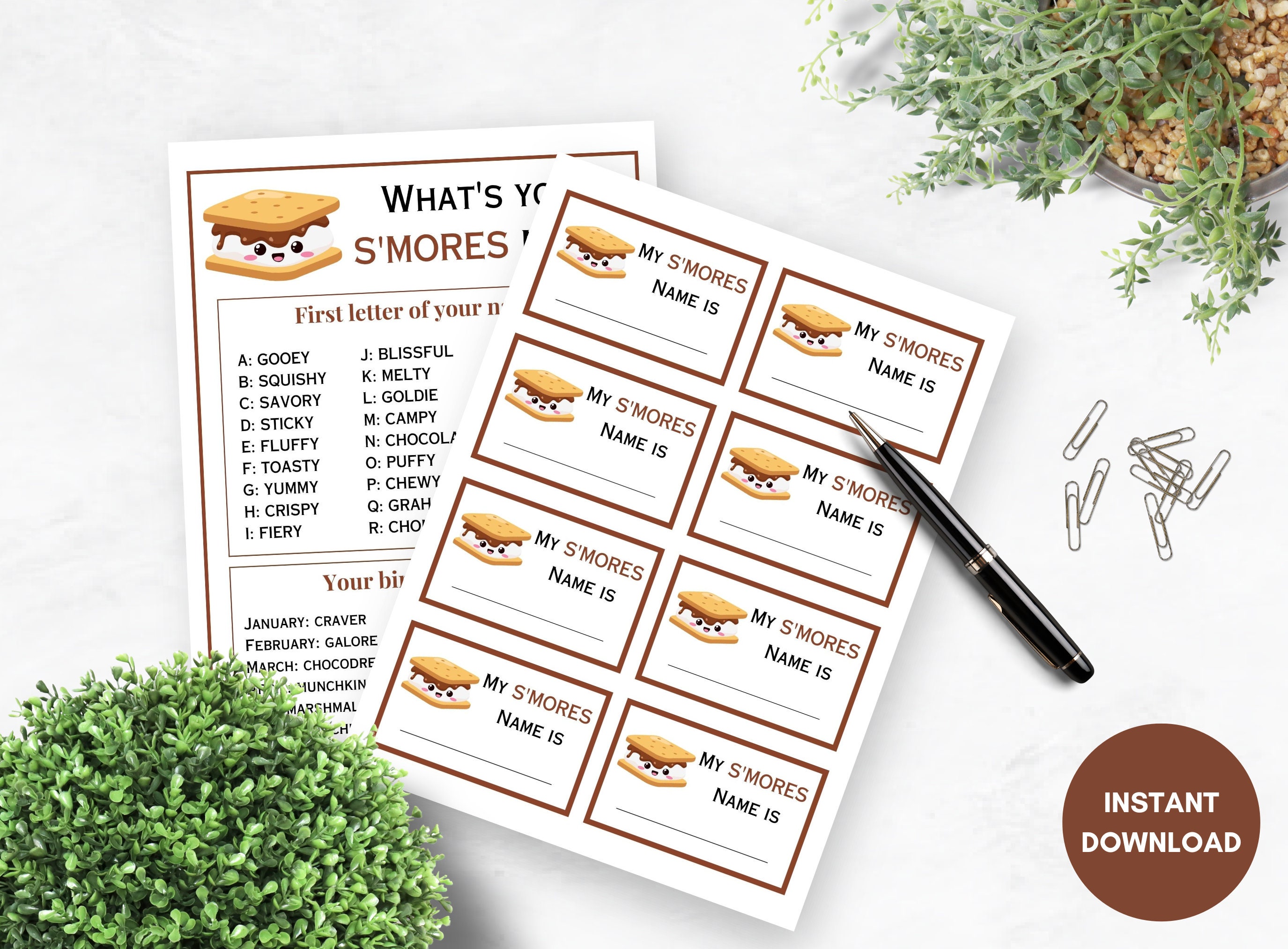 What's Your S'mores Name, S'mores Party, S'more Name Sign & Name Tags ...