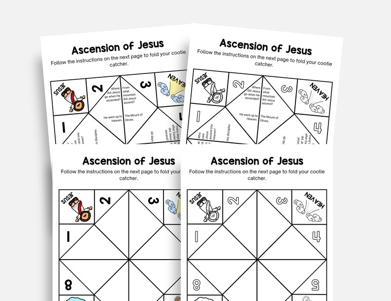 Ascension of Jesus, Printable Cootie Catcher, Sunday School Craft, Kids ...