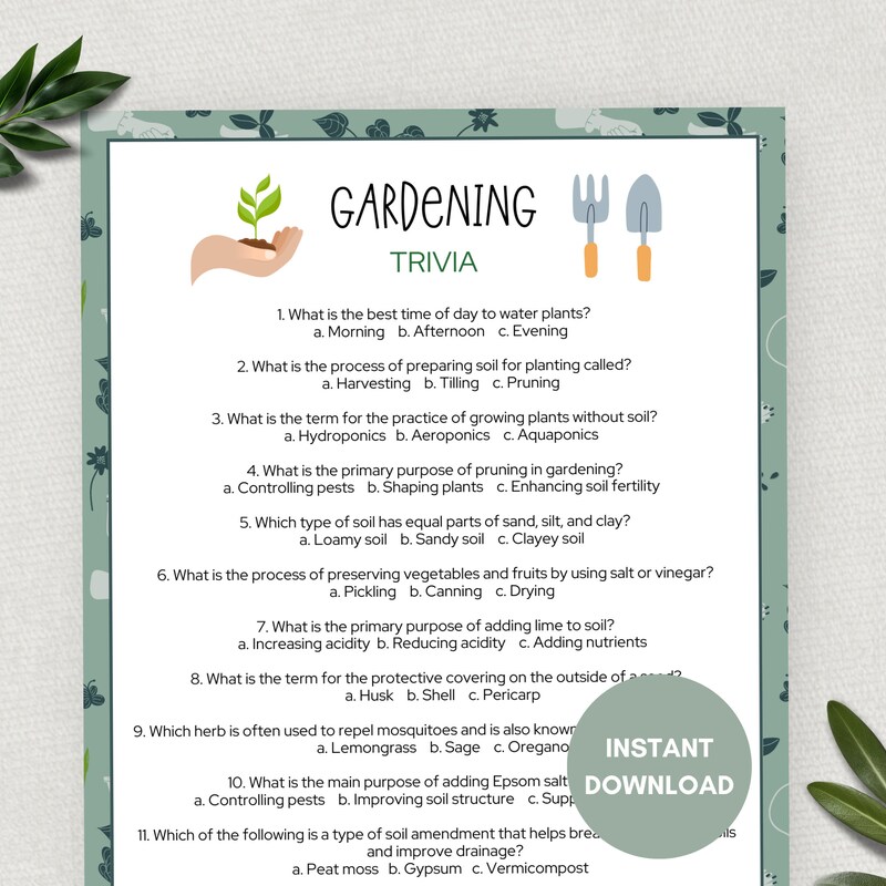 Gardening Trivia Game - Etsy