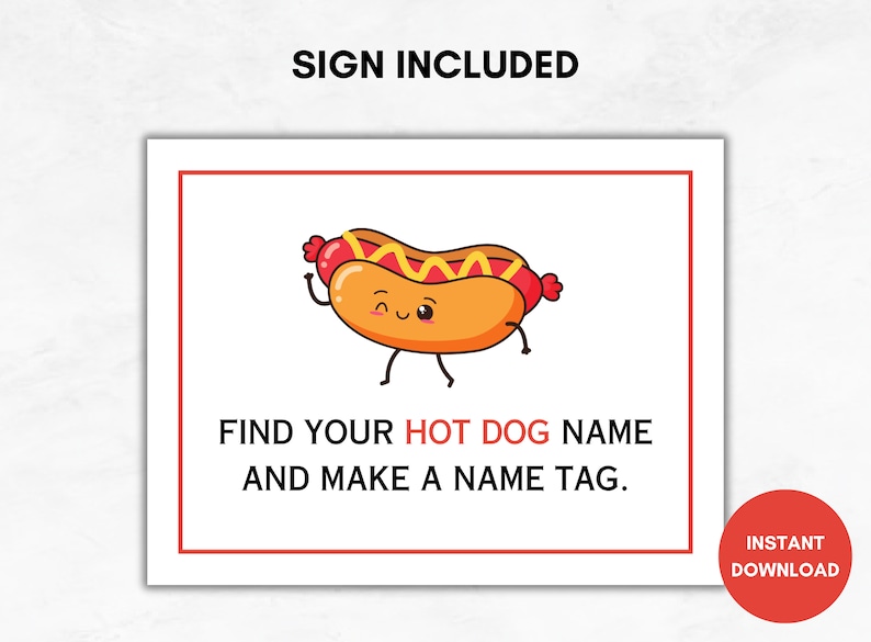 Whats Your Hot Dog Name, Hot Dog Party Game for Kids and Adults ...