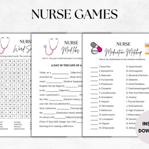15 Printable Nurse Party Games, Nursing Theme, Fun Graduation Games ...